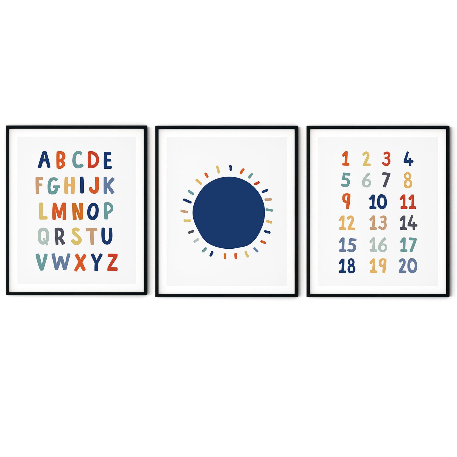 Set of 3 Prints ABC Printable Numbers 1-20 Sunshine Print - Etsy