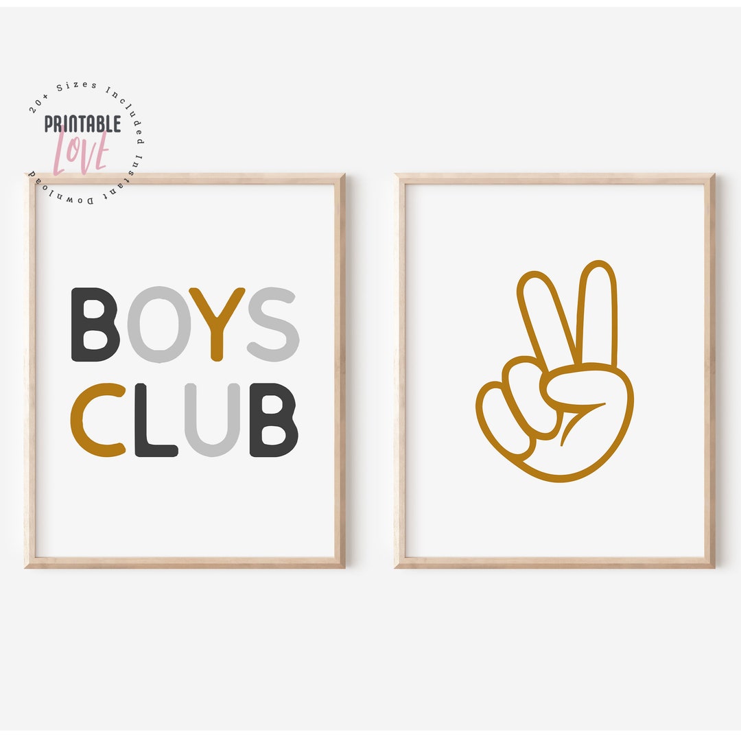Boys Club Peace Sign Printable Art, Set of 2 Brothers Printable Signs ...