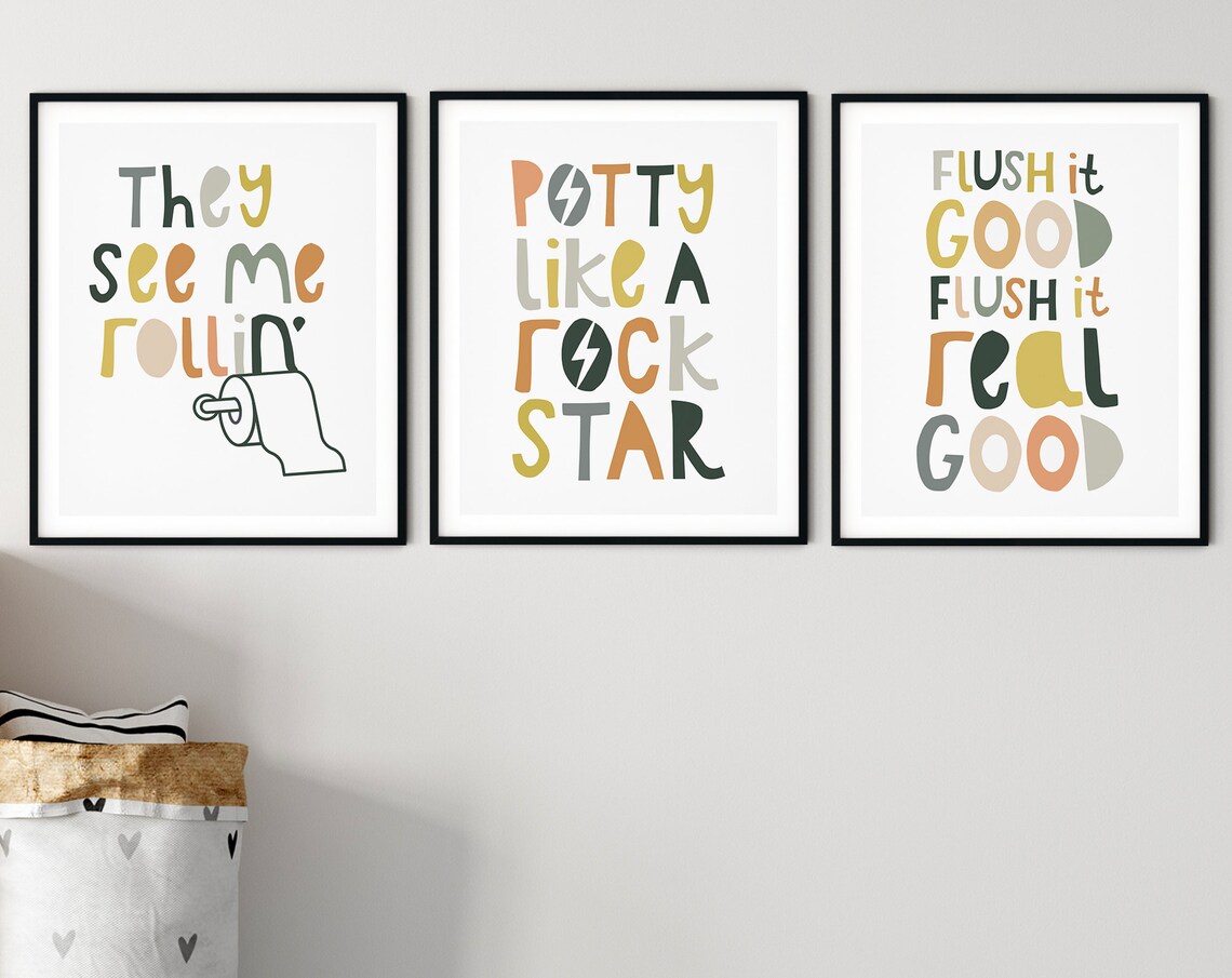 Printable Kids Toilet Signs, Kids Bathroom Wall Art, Kids Bathroom ...