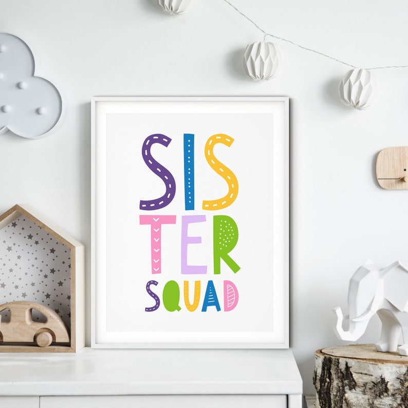 Sister Squad Print, Sisters Printable Art, Sister Quote, Girls Room ...