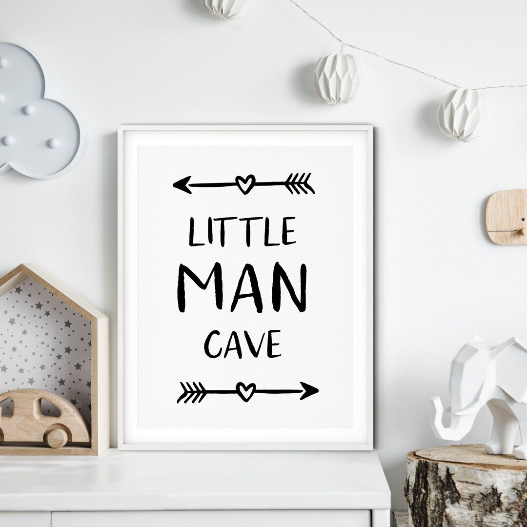 Little Man Cave Print, Boy Nursery Wall Art, Monochrome Room Decor ...