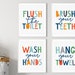 Bathroom Art Set, Kids Bathroom Sets, Flush the Toilet, Brush Your ...
