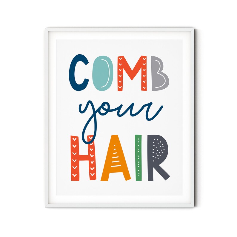 Comb Your Hair Print Kids Bathroom Printable Art Kids - Etsy