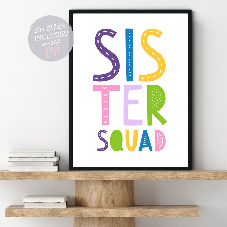 Sister Squad Print, Sisters Printable Art, Sister Quote, Girls Room ...