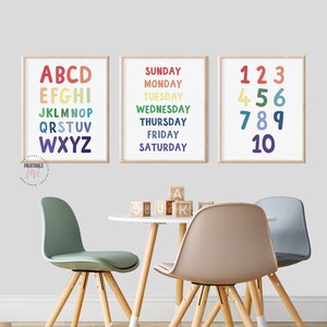 Set of 3 at Home Learning Prints, Rainbow Alphabet, Days of the Week, 1 ...