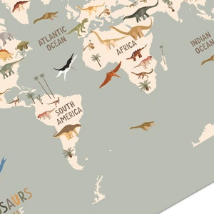 Dinosaur World Map Print, Dinosaurs of the World Classroom Art ...