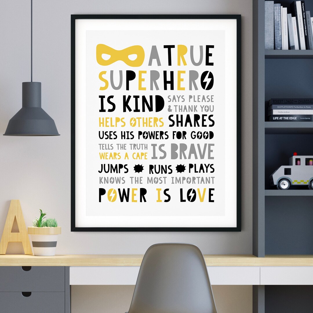 Superhero Rules, Superhero Wall Art, Superhero Nursery Art, Superhero ...