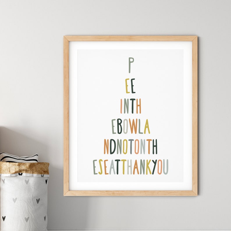 Kids Bathroom Eye Chart Pee in the Toilet Funny Bathroom - Etsy