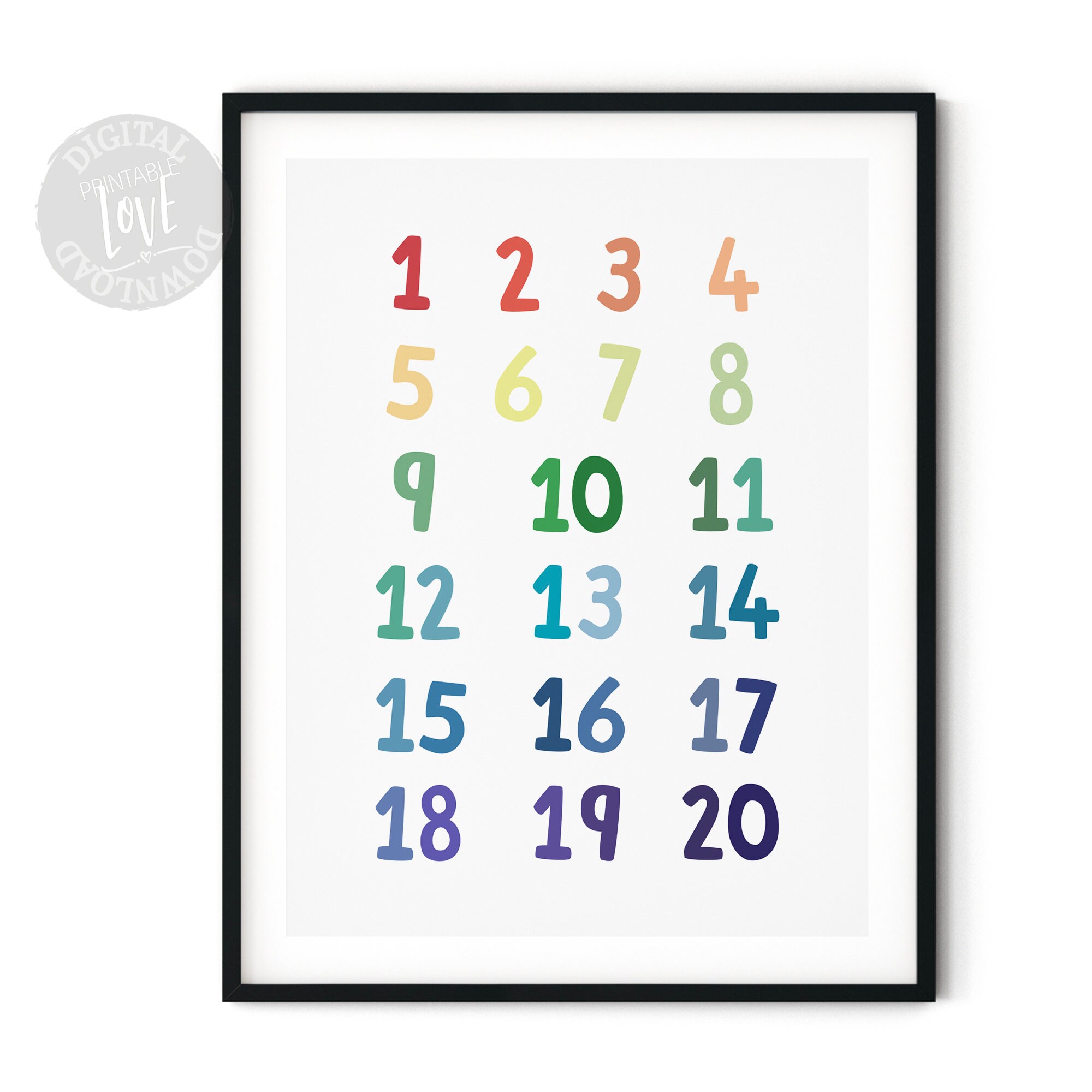 Set of 3 Prints ABC Printable Numbers 1-20 Sunshine Print | Etsy