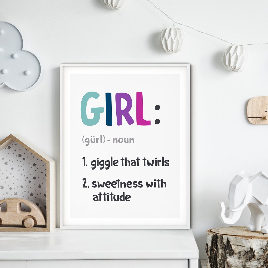 Girl Definition Print Girls Room Decor Girls Nursery Decor - Etsy