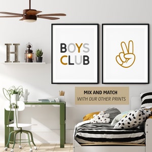 Boys Club Peace Sign Printable Art, Set of 2 Brothers Printable Signs ...