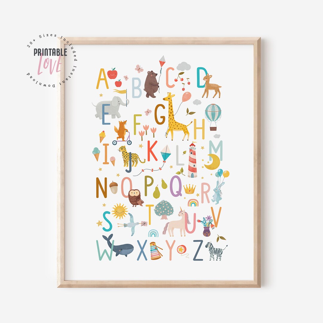 Animal Alphabet Printable, Woodland Animal Nursery, Scandinavian Kids ...