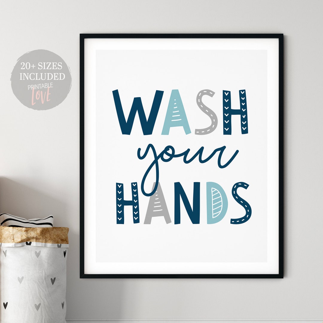 Wash Your Hands, Kids Bathroom Printable, Wash Your Hands Print, Kids ...