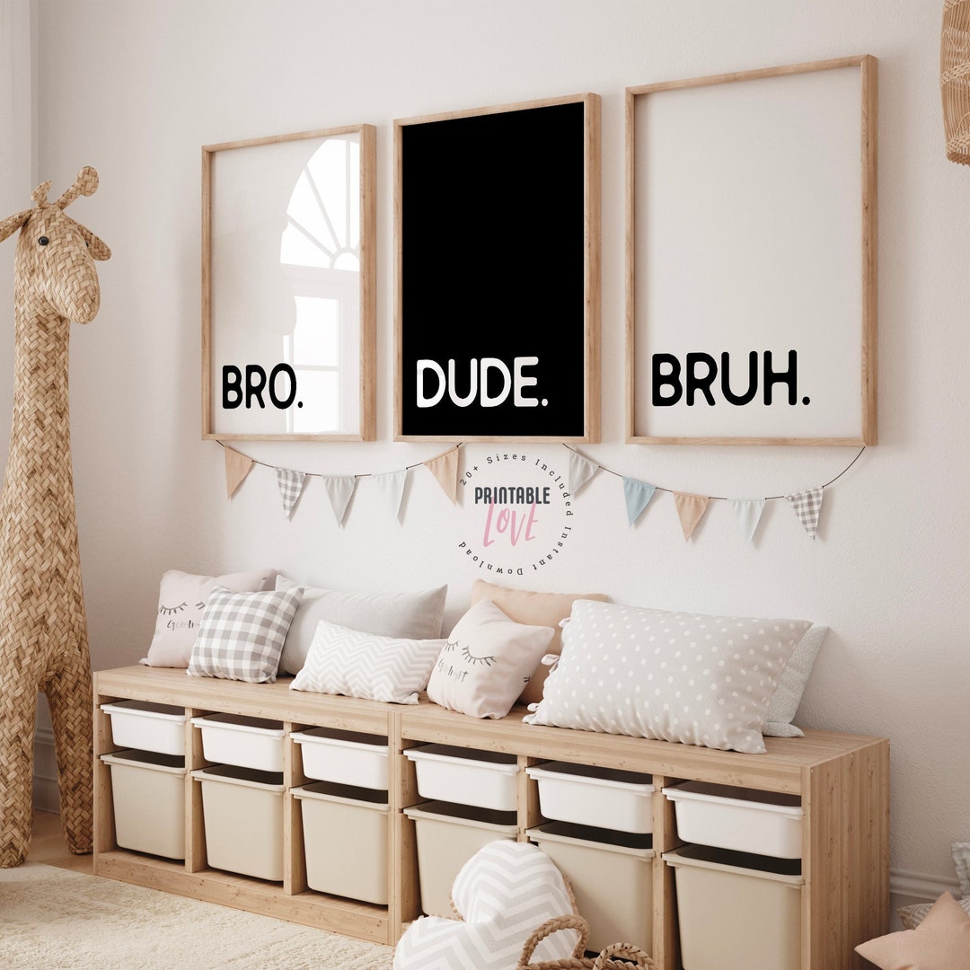 Bro Dude Bruh Wall Decor, Brothers Sign, Boys Room Decor, Bro Print ...