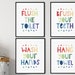 Kids Bathroom Art Set Rainbow Bathroom Decor Flush the - Etsy
