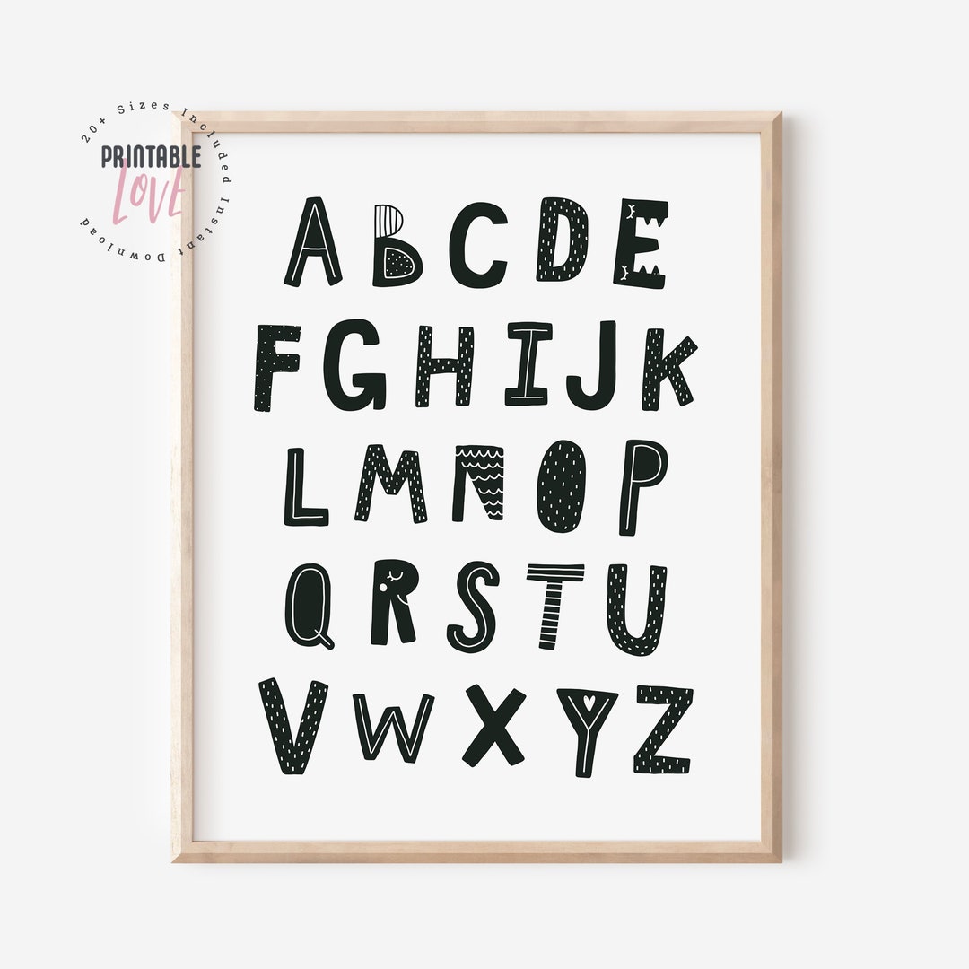 Alphabet Poster, Alphabet Print, ABC Wall Art, ABC Poster Chart, Kids ...