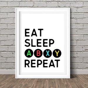 Eat Sleep Game Repeat, Video Game Decor, Gamer Wall Art Poster, Gamer ...