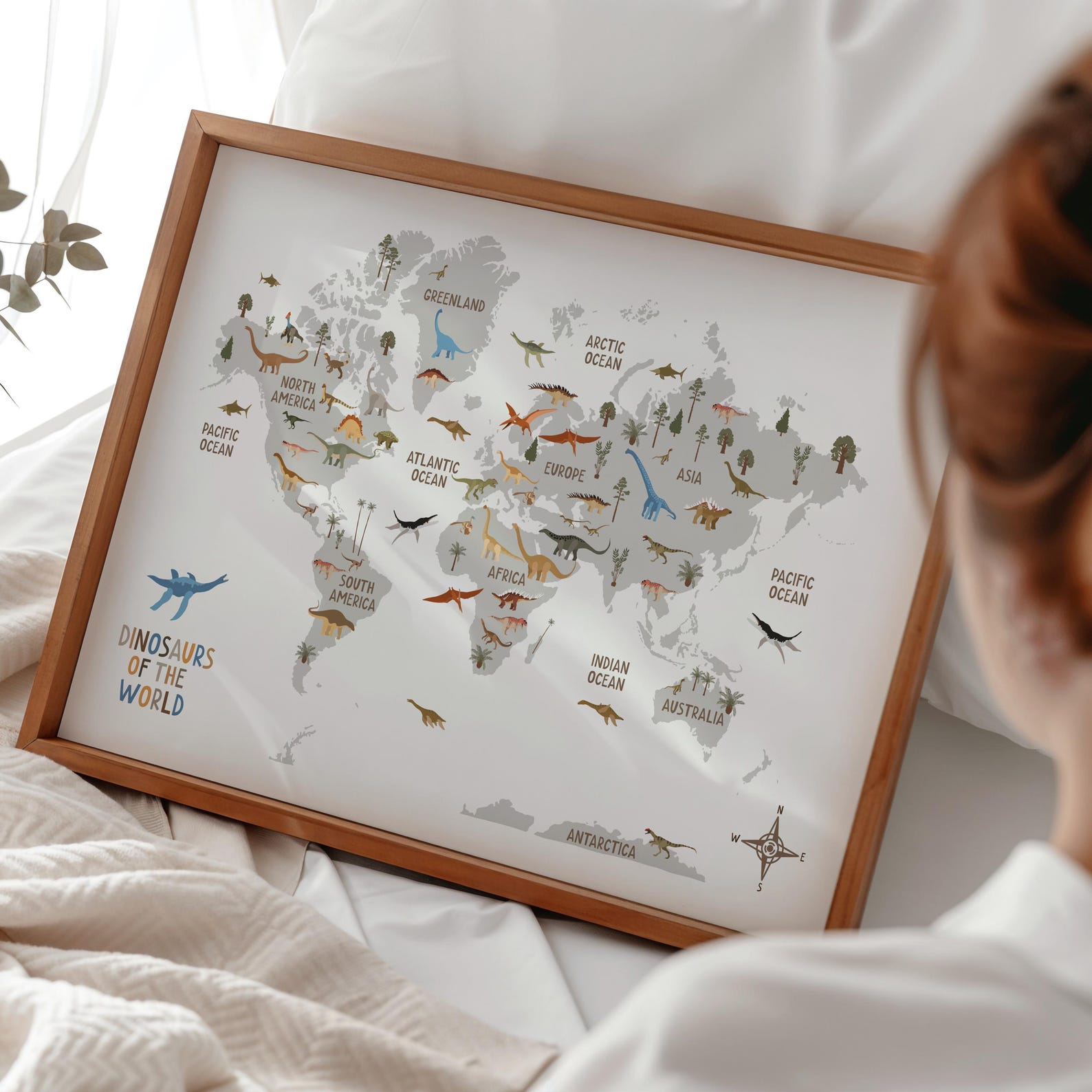 Dinosaur World Map Print, Dinosaurs of the World Classroom Art ...