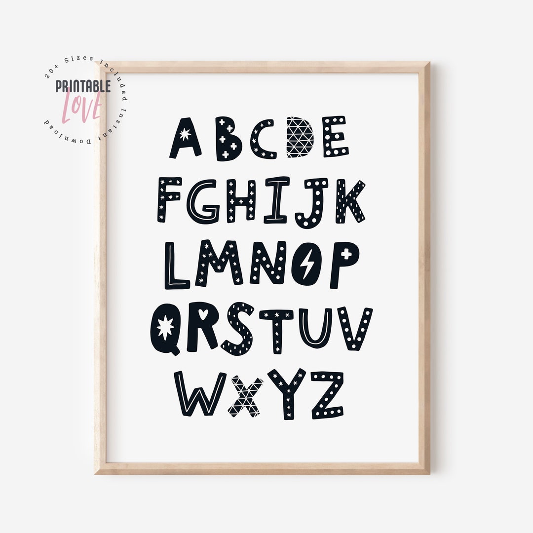 Alphabet Poster, Alphabet Print, ABC Wall Art, ABC Poster Chart, Kids ...