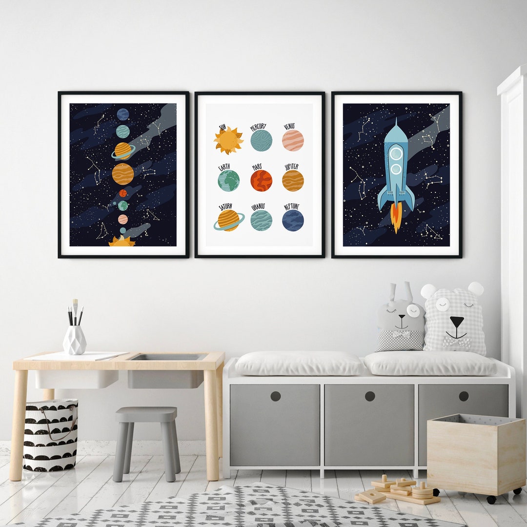Set of 3 Solar System Print Outer Space Decor Kids Playroom - Etsy