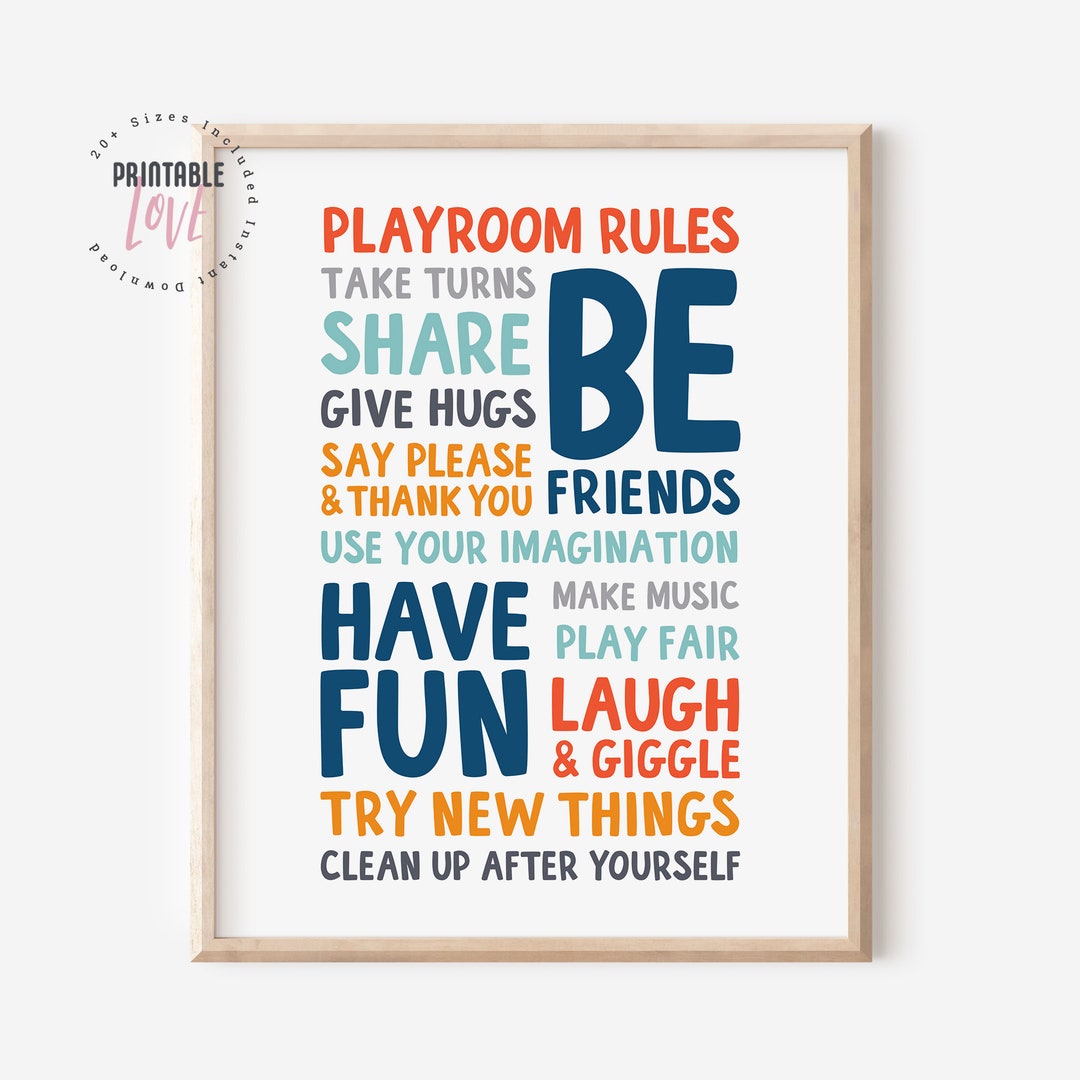 Playroom Rules Printable, Playroom Rules Instant Download, Rainbow ...