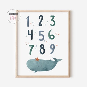 Ocean Alphabet and Numbers Print Set, Nautical Nursery Art, Ocean Kids ...