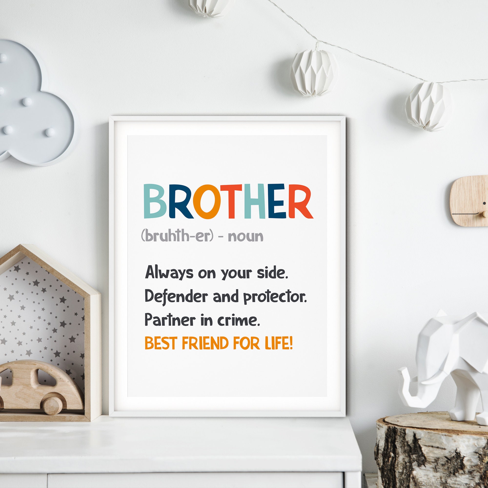Brother Definition Sign Kids Room Definition Wall Art | Etsy