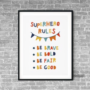 Superhero Rules, Superhero Wall Art, Superhero Nursery Art, Superhero ...