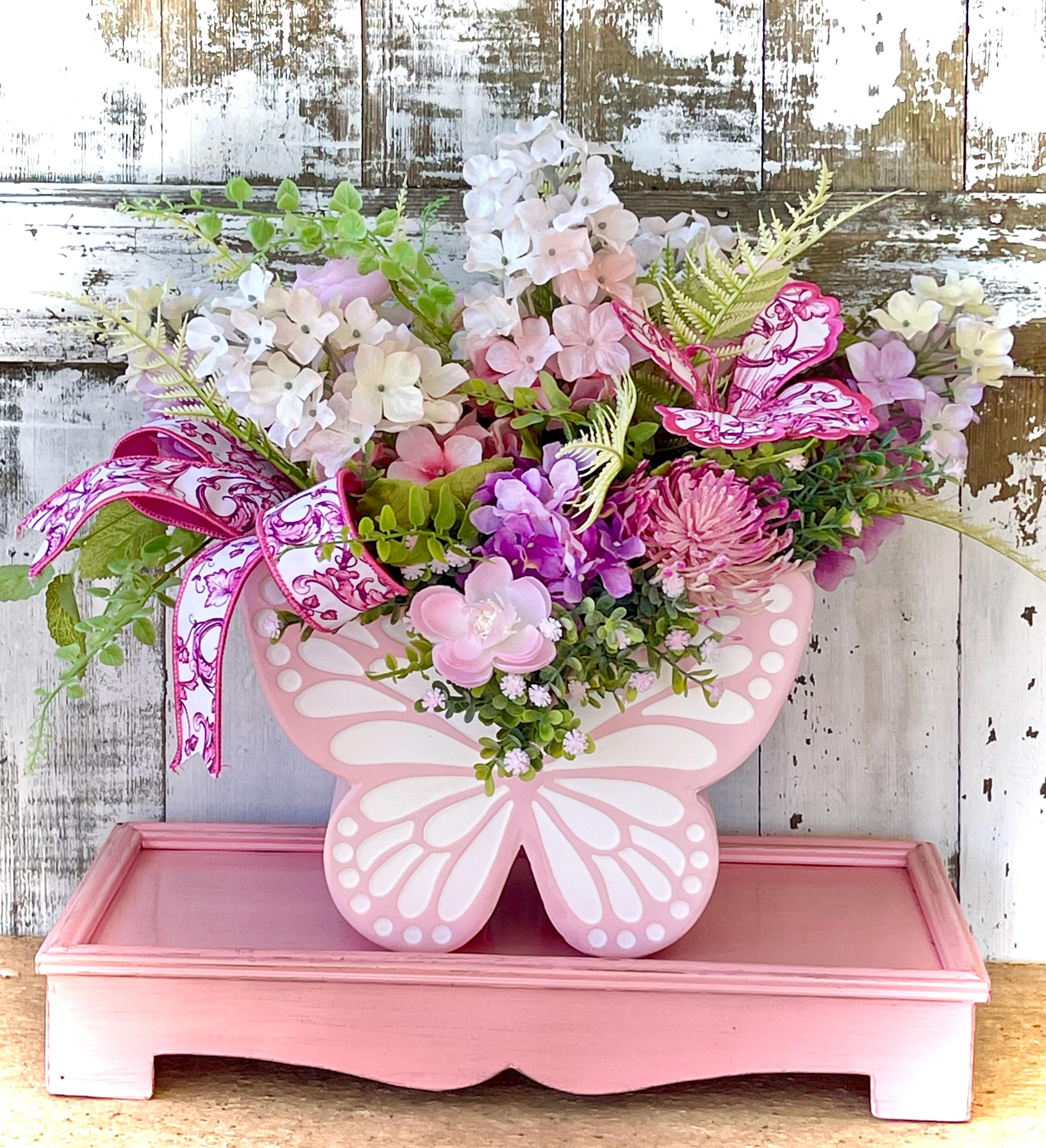 Butterfly Floral Centerpiece, Pastel Spring Table Decor, Gift for Mom ...