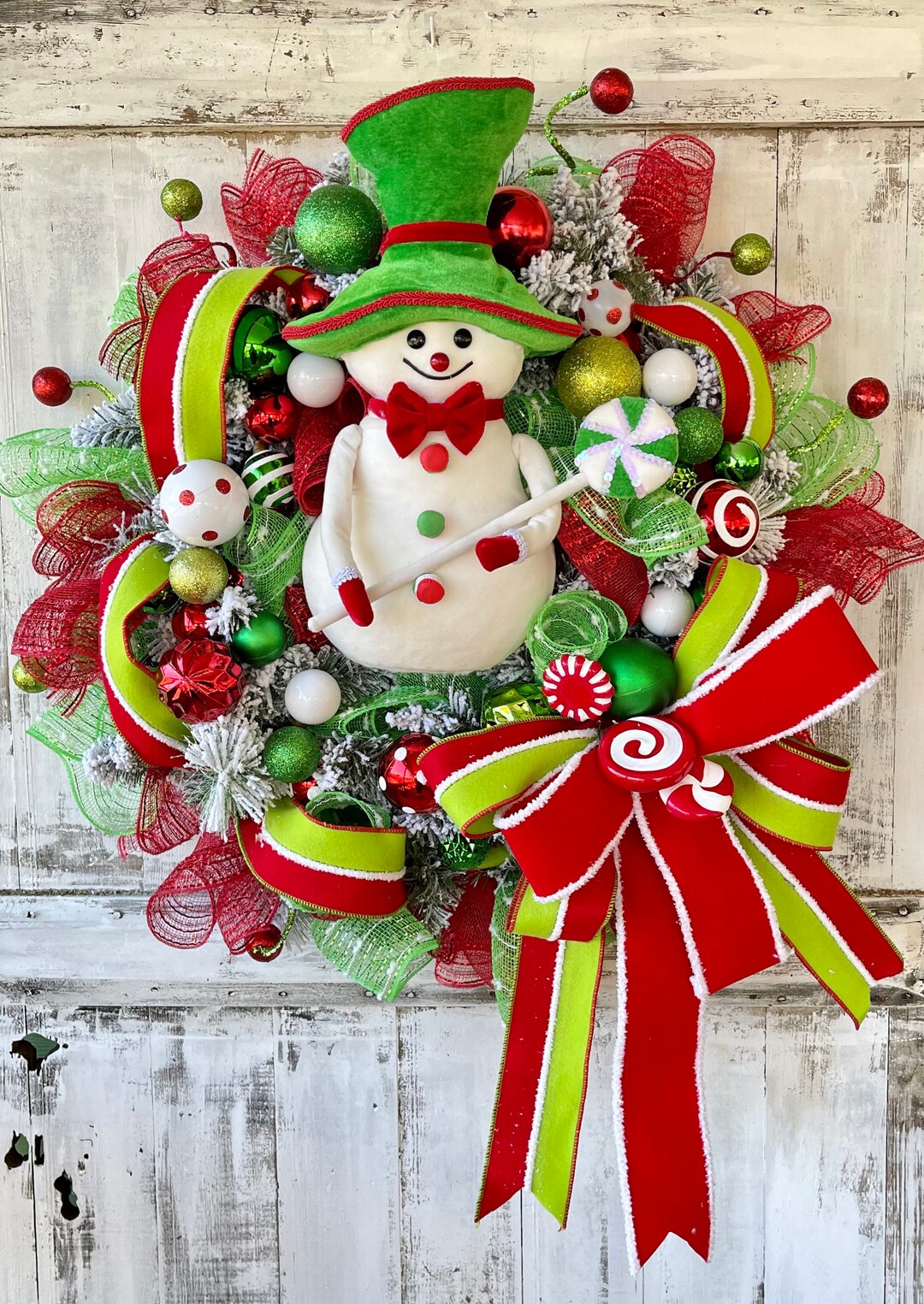 Christmas Snowman Wreath for Front Door, Snowman Wreath for Home Decor ...