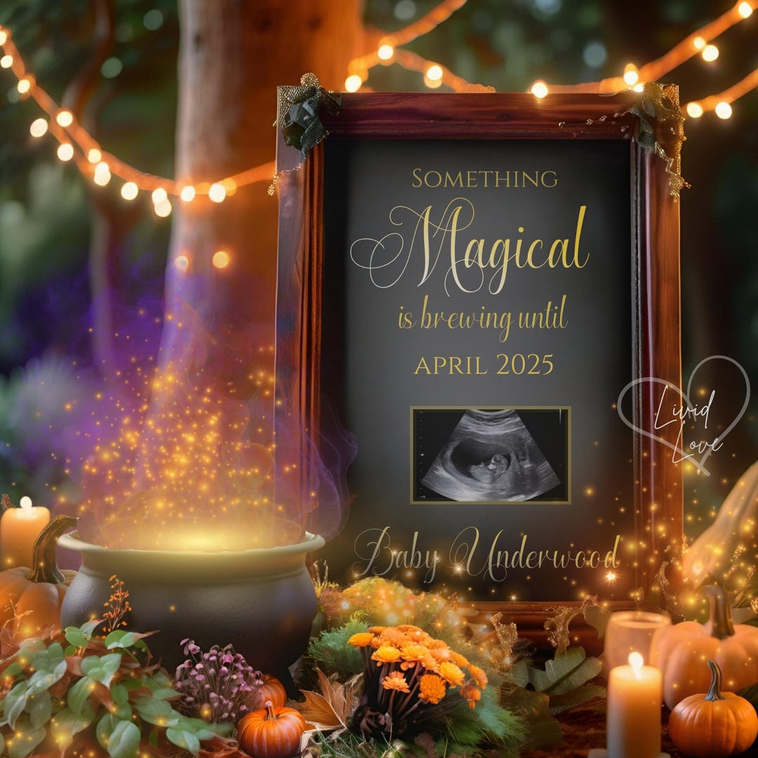 Magical Halloween Pregnancy Announcement: Social Media Reveal (digital ...