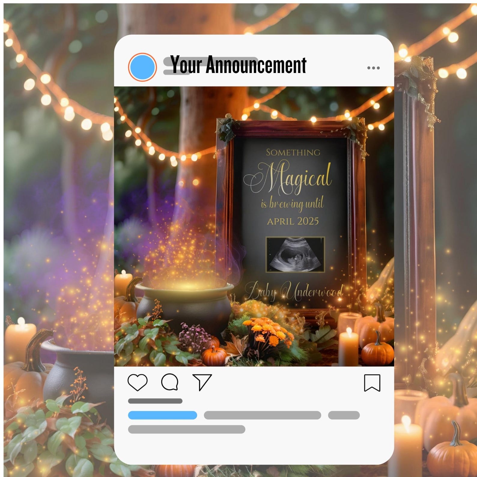 Magical Halloween Pregnancy Announcement: Social Media Reveal (digital ...