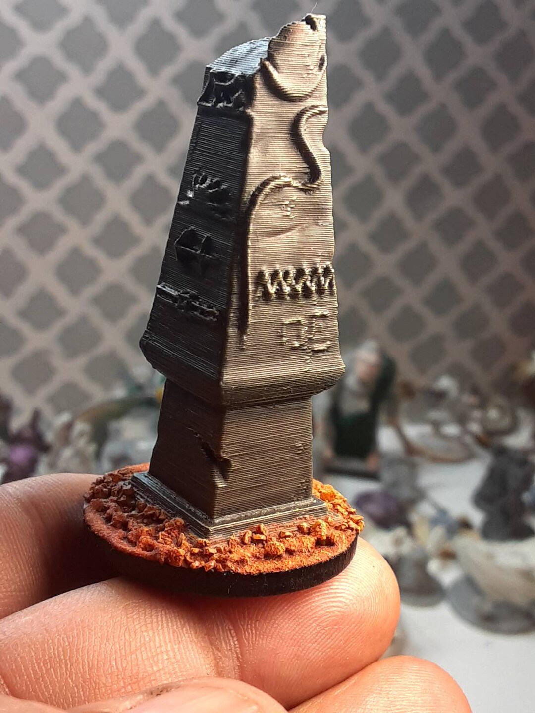 D&d Miniature Broken/burnt Obelisk Hard Plastic Mini From 3d Print Hand ...