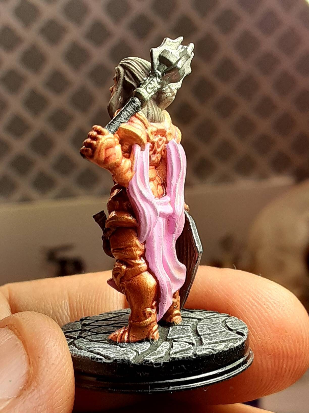 D&d Miniature Female Knight/paladin/warrior in Gold Armor With Mace and ...