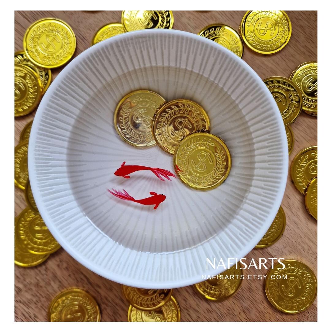 Eternal Red Koi Fish, Resin Fish Pool, Decorative Dish, Boho Style ...