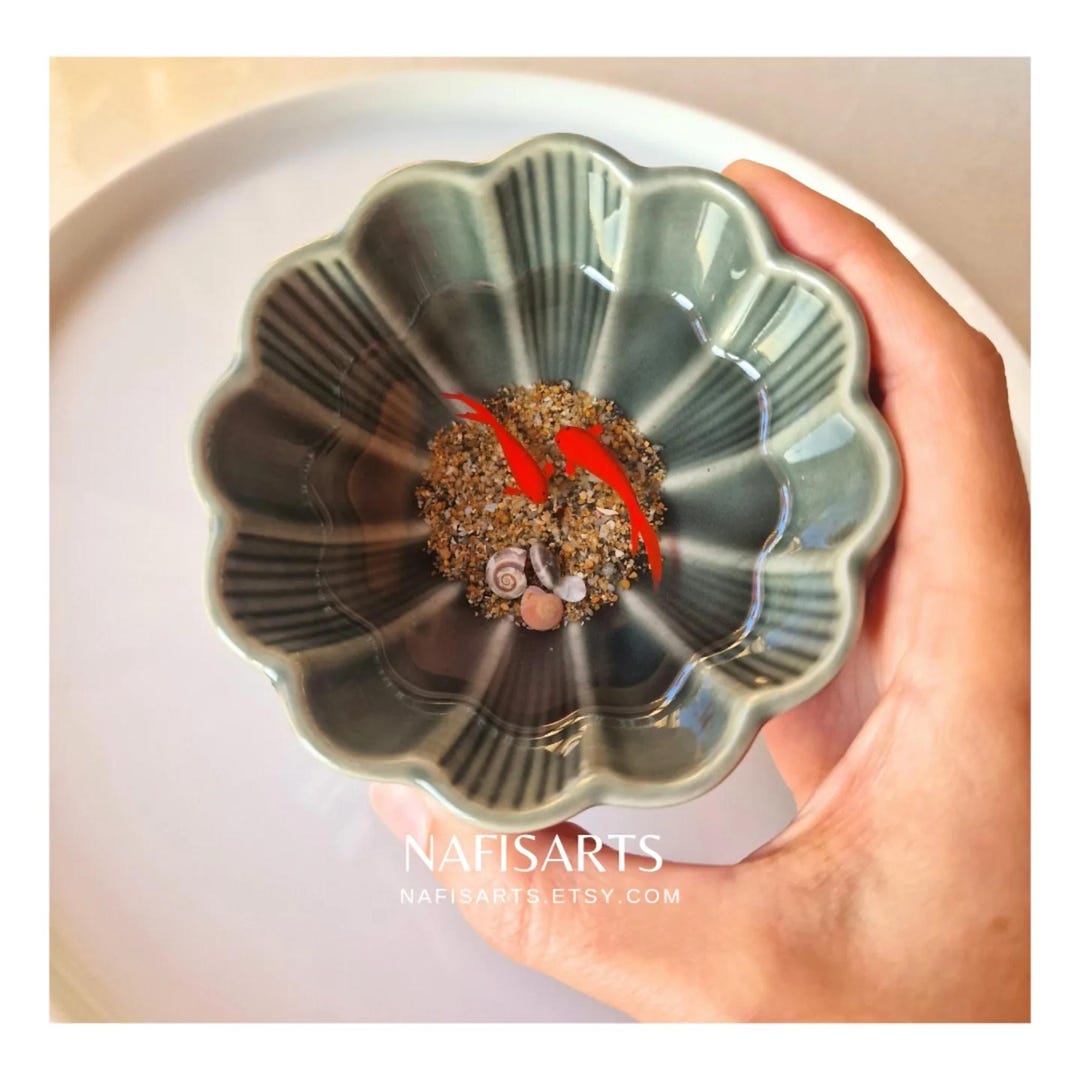 Floral Eternal Red Koi Fish, Resin Pool, Decorative Dish, Boho Style ...