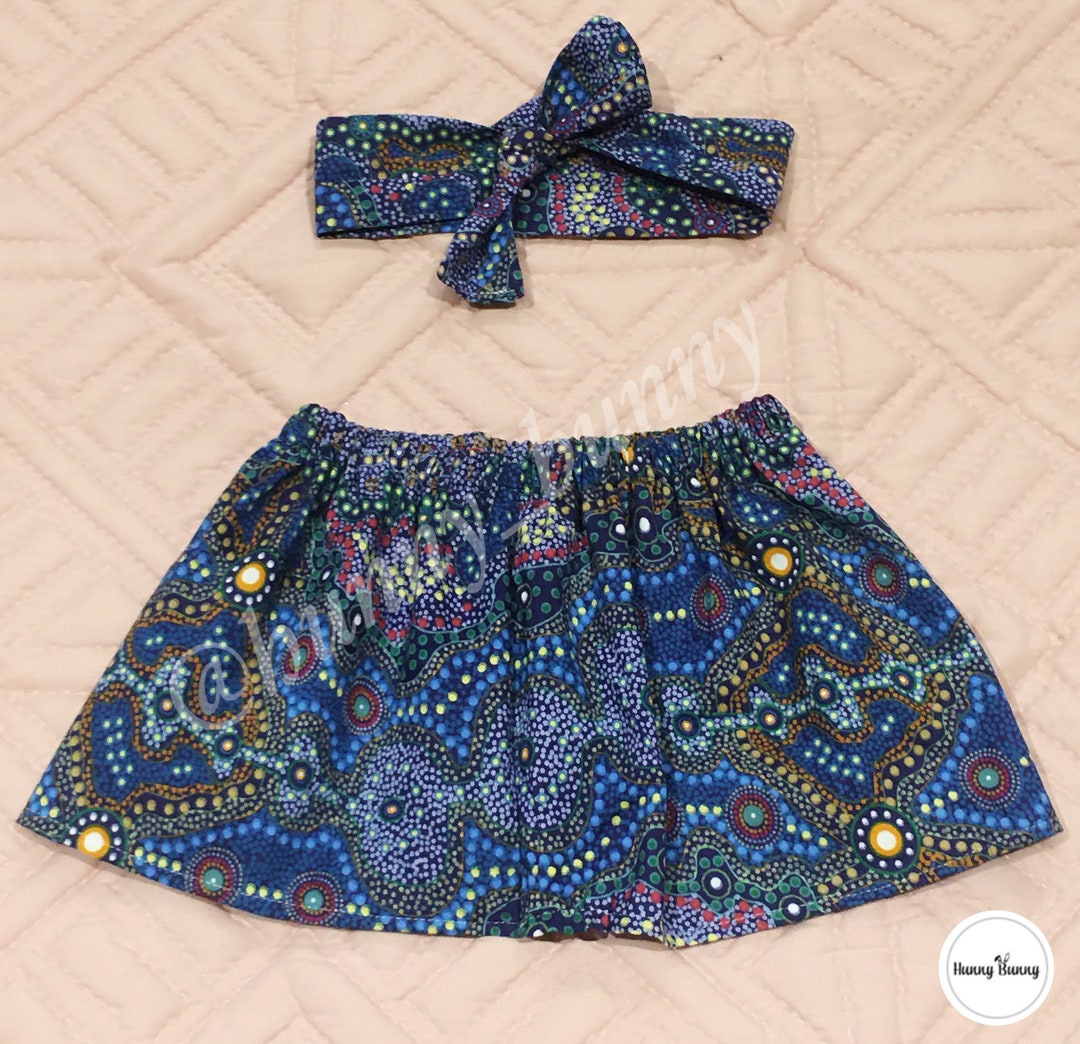 Indigenous Print Fabric Skirt and Headband Set - Etsy