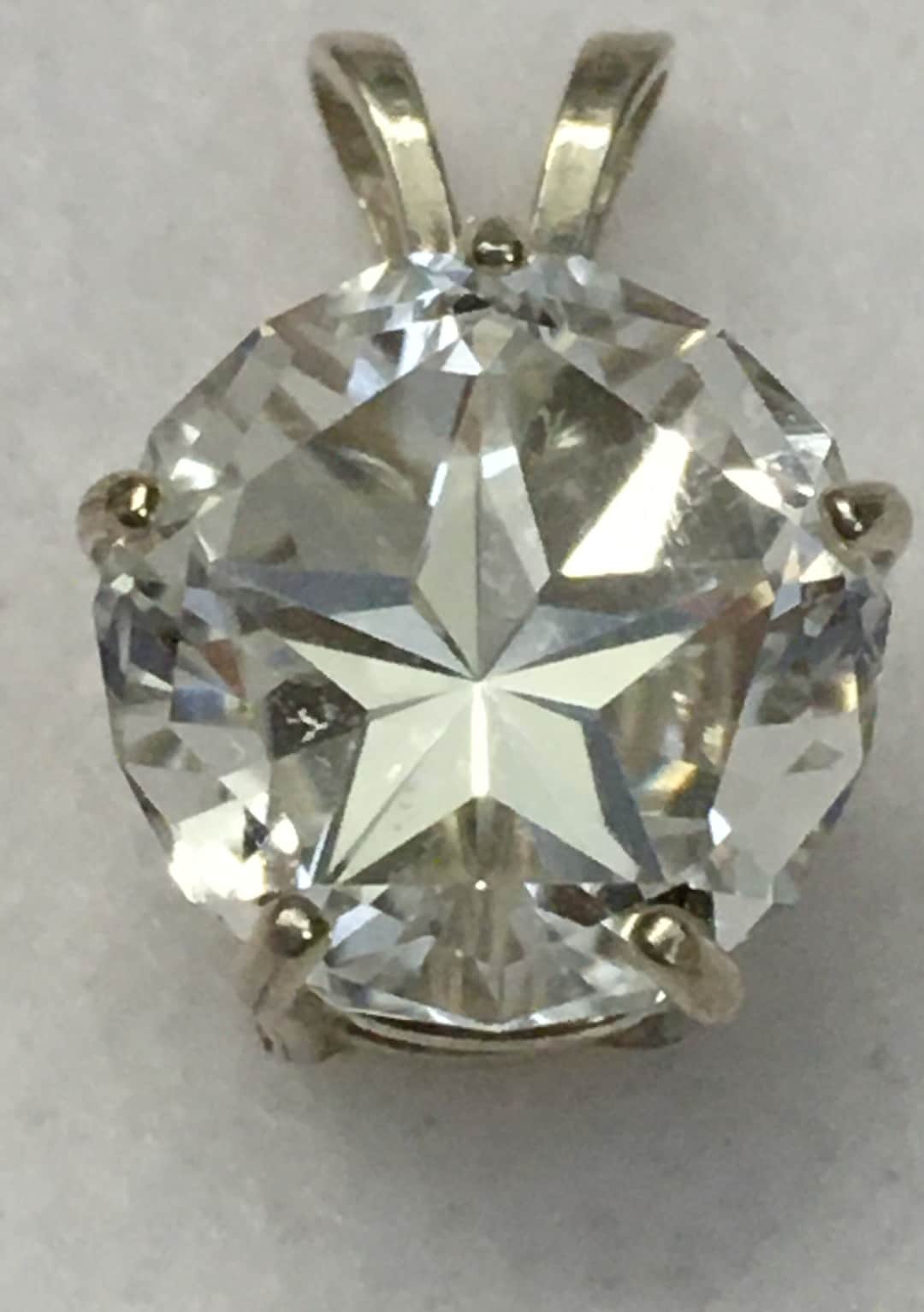 Lone Star Cut 12mm Clear Topaz Pendant - Etsy