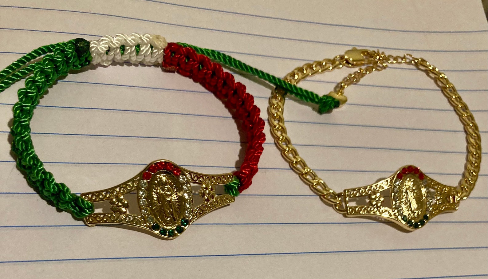 San Judas Tadeo 14k Gold Plated Tri-color Gems Adjustable Bracelet - Etsy