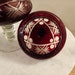 Romanian Bohemian Ruby Red Cut to Clear Glass Candy Dish, Bowl With Lid ...