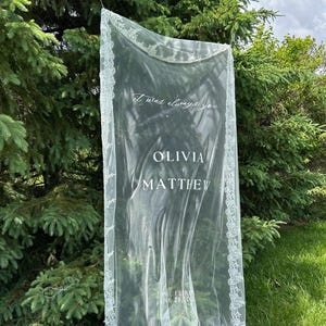 Welcome Fabric Sign, Sheer Sign, Fabric Sign, Wedding Veil, Fabric Sign ...