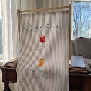 Fabric Bar Menu Sign, Fabric Welcome Sign. Wedding Cocktails, Linen ...