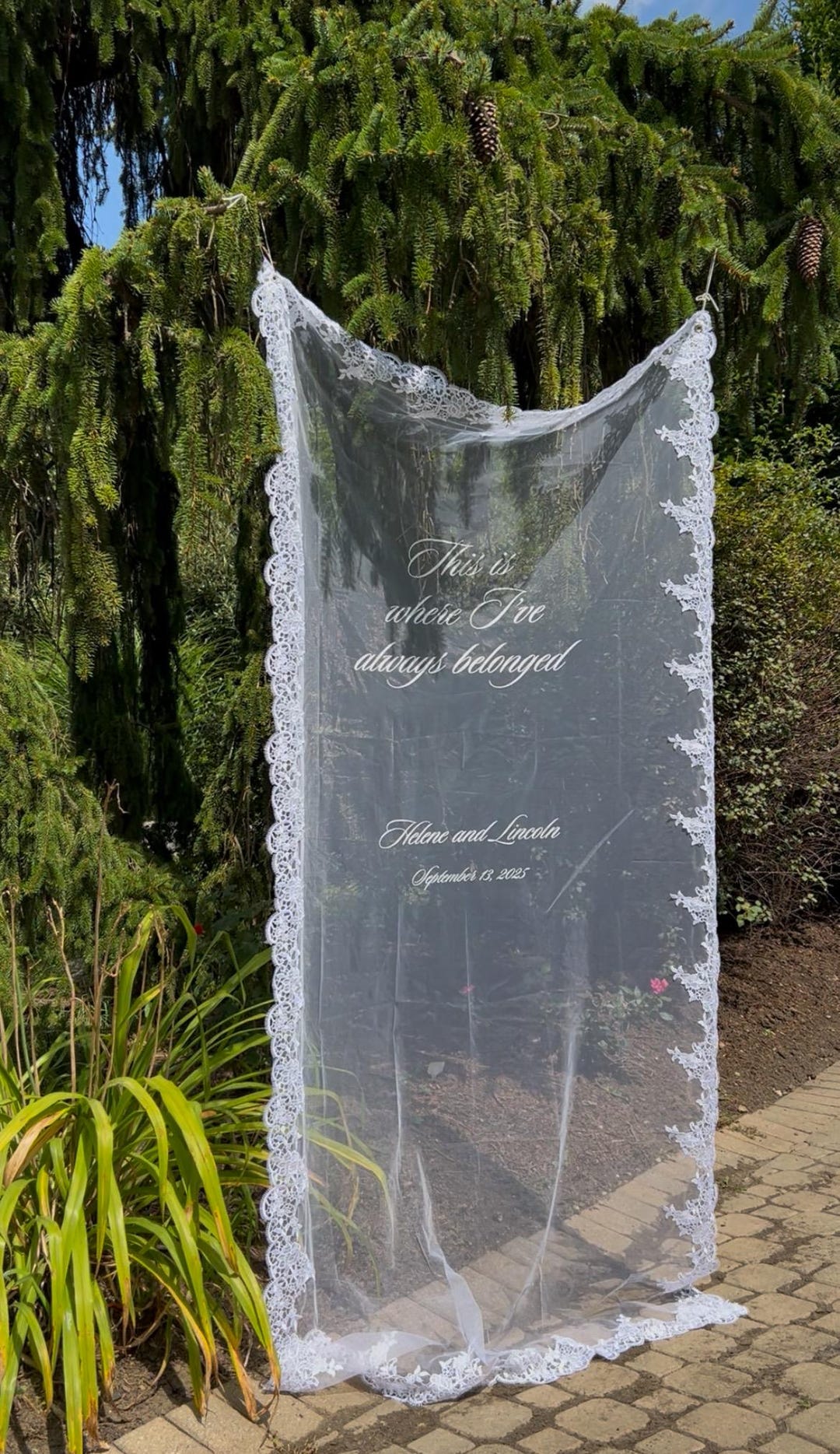 Lace Wedding Welcome Sign, Sheer Lace Edge Veil - Etsy