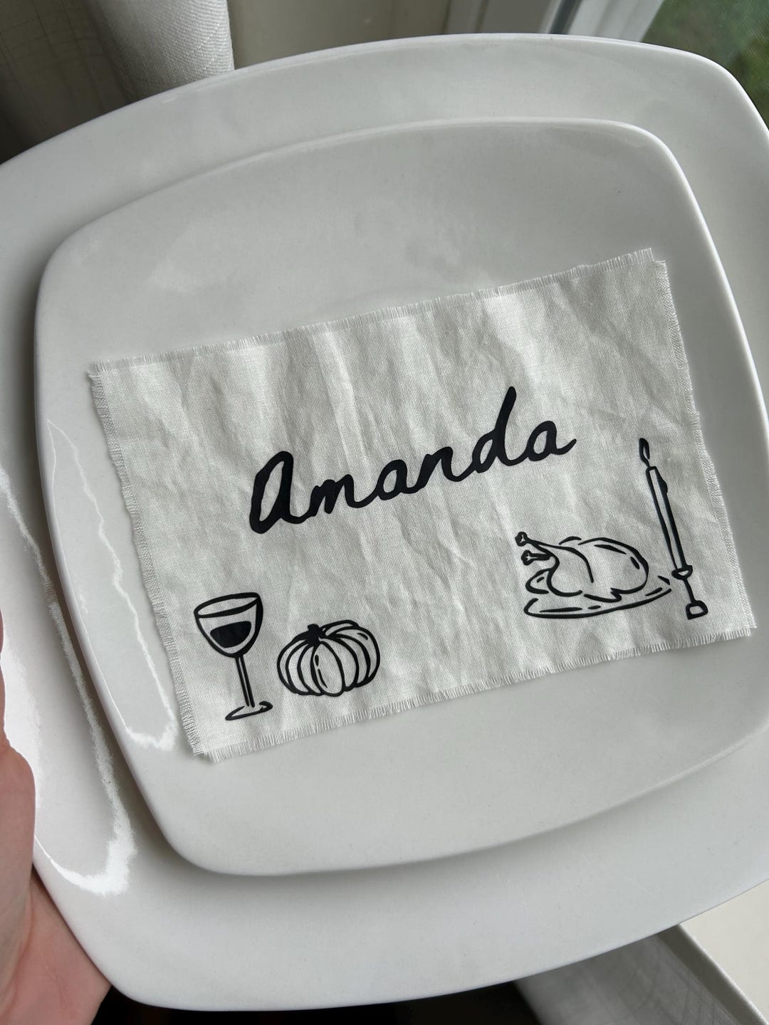 Linen Place Cards, Wedding Fabric Place Cards, Set Custom Placecards ...