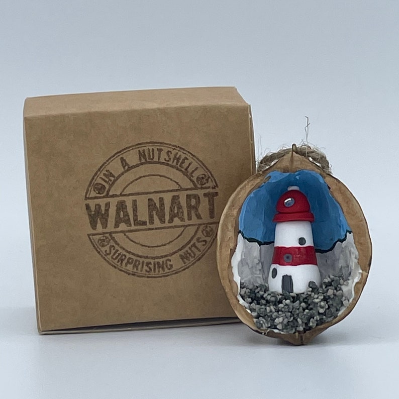 Lighthouse in a Nutshell Decoration - Handmade Miniature Walnut Shell ...