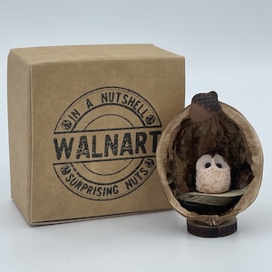 Owl in a Nutshell, Handmade Walnut Shell Decoration - Etsy