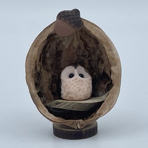 Owl in a Nutshell, Handmade Walnut Shell Decoration - Etsy