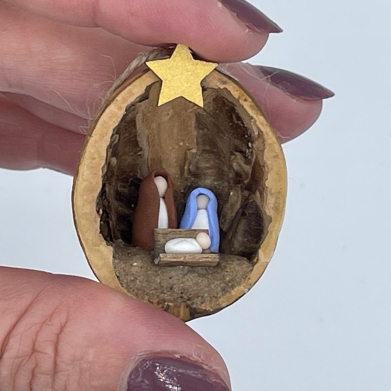 Nativity in A Nutshell Nativity Gift Walnut Shell Scene - Etsy UK