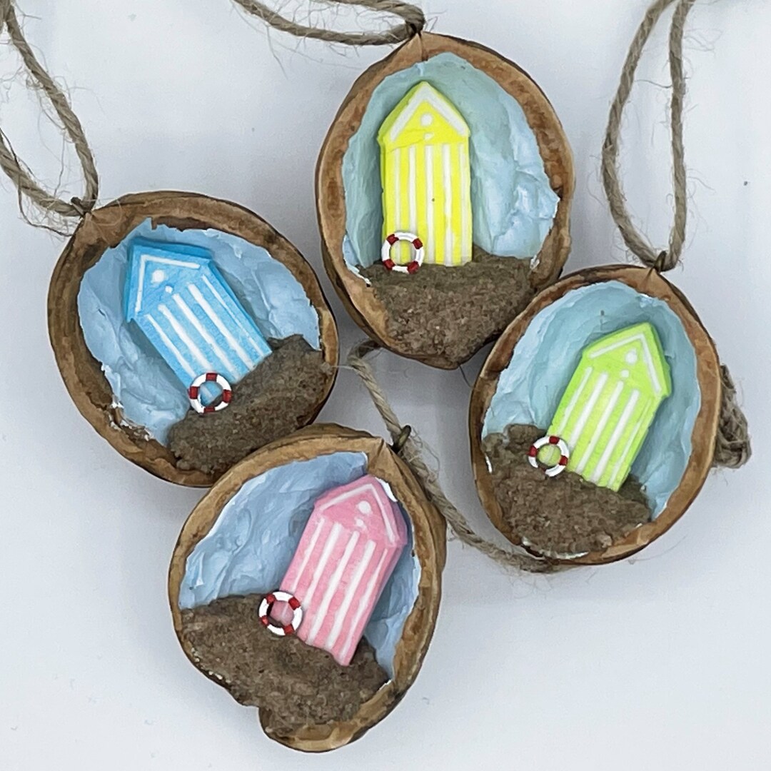 Beach Hut in a Nutshell, Handmade Walnut Shell Decoration - Hanging - Etsy