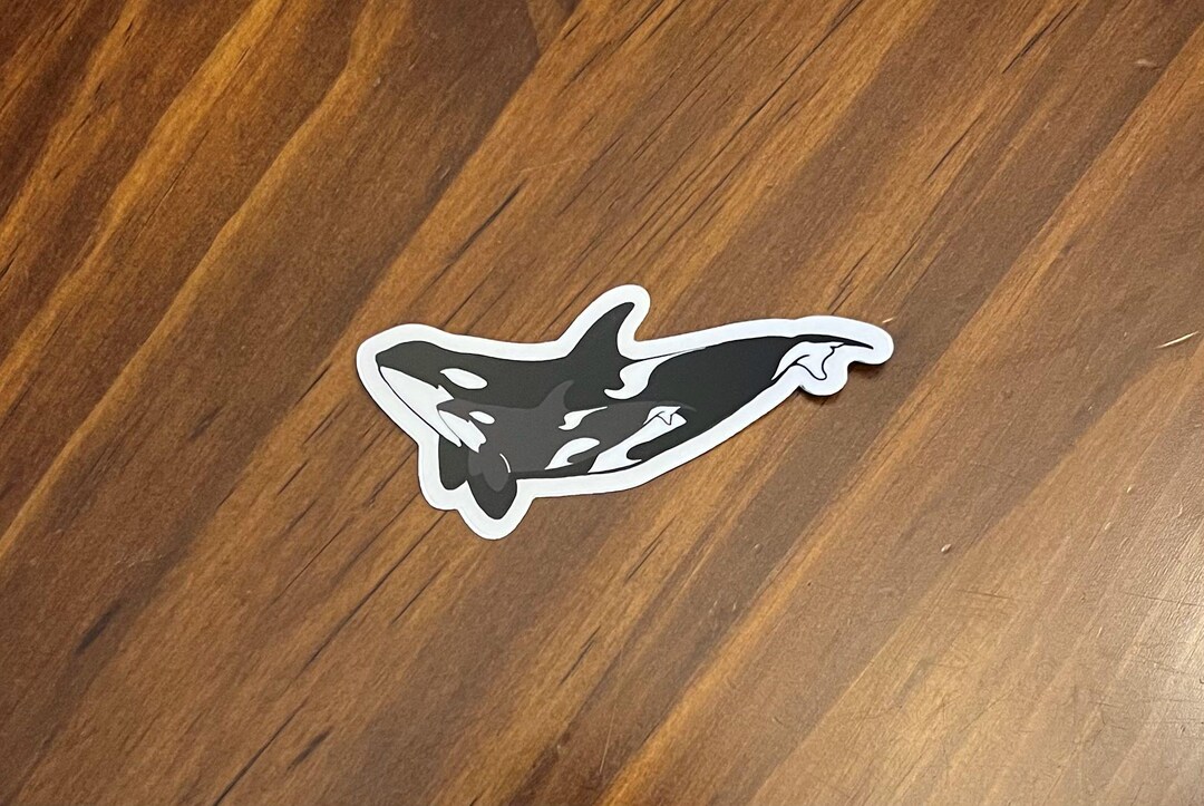 Orca Killer Whale Mom and Calf Decal Sticker 3-inch Dolphin Whale ...